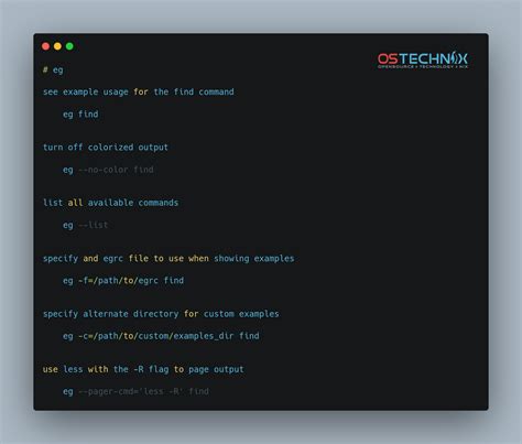 Display Linux Commands Cheatsheets Using Eg Ostechnix