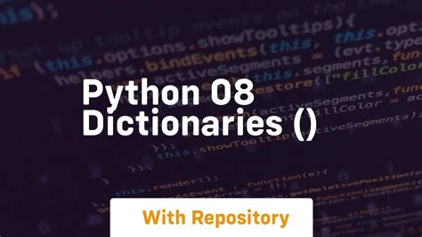 Python 08 Dictionaries Youtube