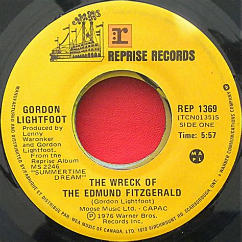 Gordon Lightfoot The Wreck Of The Edmund Fitzgerald Vinyl 7 45