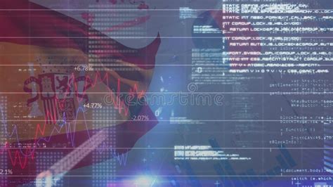 Animation Of Computer Language Binary Codes Graphs Over Flag Of Spain
