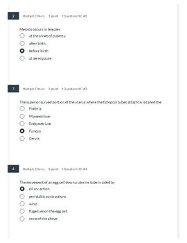 Reproductive System Quiz By Science Linkage TPT