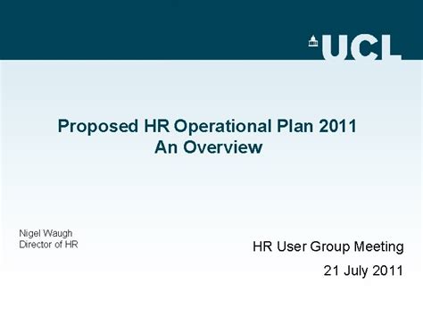 Proposed Hr Operational Plan 2011 An Overview Nigel