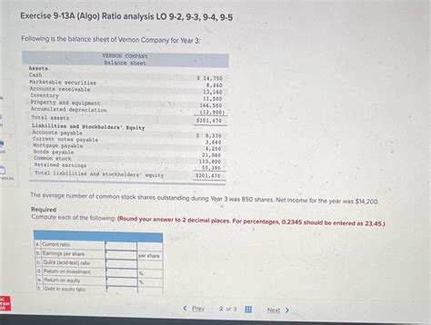 Solved Exercise A Algo Ratio Analysis LO Chegg Com