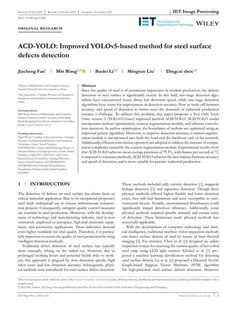 PDF ACDYOLO Improved YOLOv Based Method For Steel Surface Defects Detection