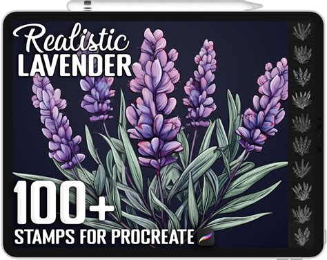 100 Procreate Lavender Stamps Lavender Brushes For Procreate Instant