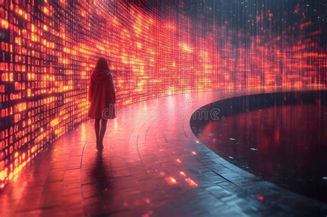 Futuristic Digital World Concept With Binary Code And Reflective