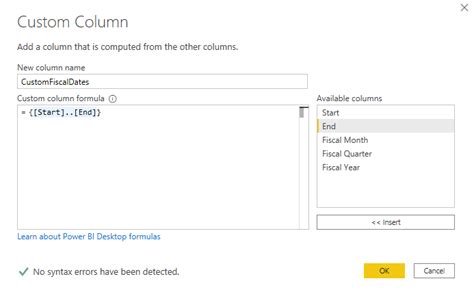 custom fiscal calendar with pre defined date range microsoft
