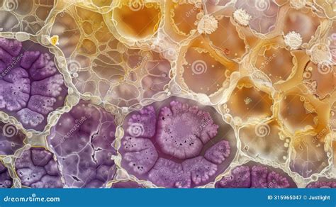 A Microscopic View Of A Crosssection Of A Tree Trunk Showcasing The