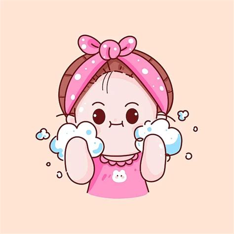 免费矢量可爱的孩子女孩洗脸手绘卡通人物插图 花瓣网 免费矢量可爱的孩子女孩洗脸手绘卡通人物插图 花瓣网