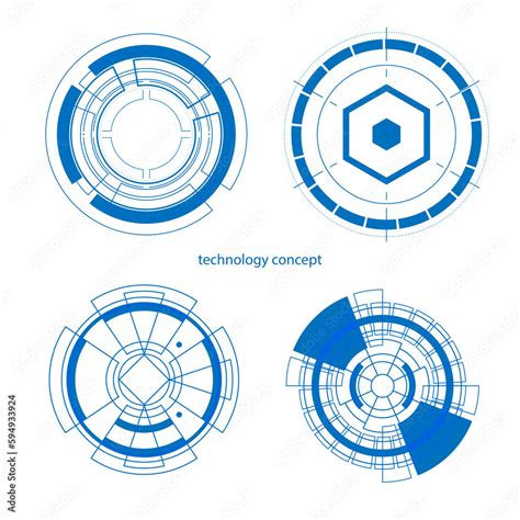 Technology Concept HUD Circle User Interface On Blue Background Circle Elements For Data