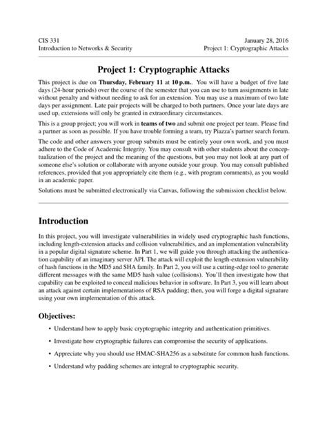 Cryptographic Attacks Project Networks And Security