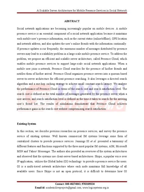 Lsj1319 A Scalable Server Architecture For Mobile Presence Services In Social Network