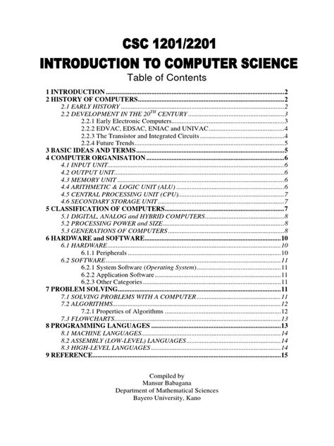 Csc 1201 Introduction To Computer Science 1 Pdf Computer Data