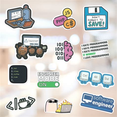 Programming Pc Stickers Pack Tech Nerd Geek Gift Coding Developer Stickers Journaling