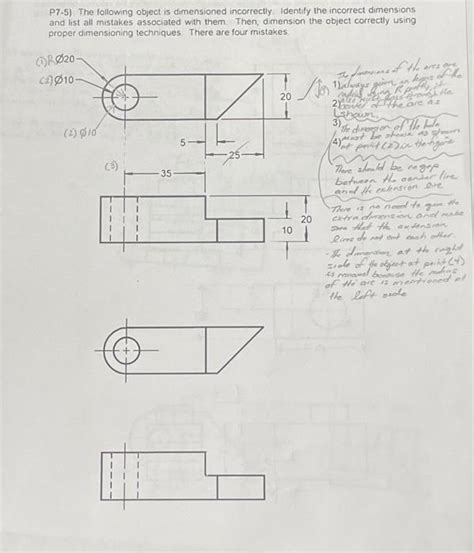 solved p7 5 the following object is dimensioned