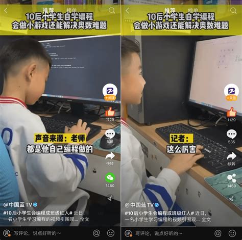 岁小学生自学编程成班级红人网友本科毕业开发经验 年 孩子
