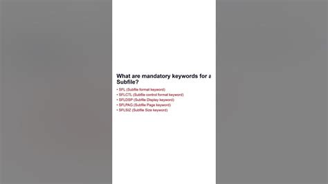 What Are Mandatory Keywords For A Subfile Youtube