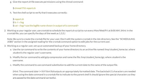 Solved 1 Create A Simple Shell Script A Working In Your