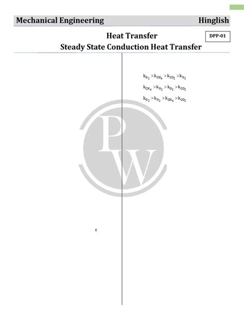 Steady State Conduction Heat Transfer Dpp 01 Of Lec 03 And 04 Pdf Heat Transfer Thermal