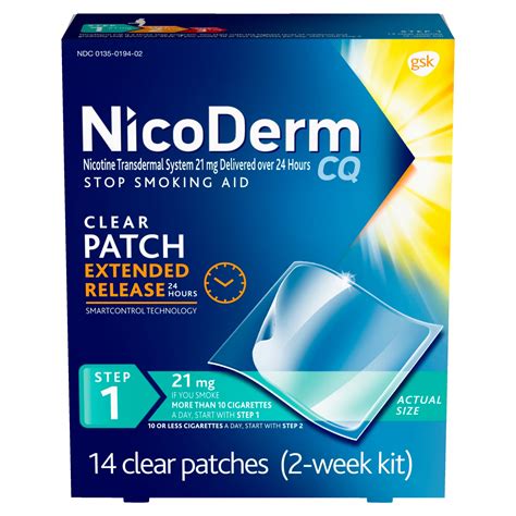 Nicoderm Cq Step 1 Extended Release Nicotine Patches To Quit Smoking 21 Mg 14 Count