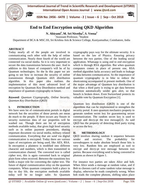 Pdf 152 End To End Encryption Using Qkd Algorithm Dokumentips