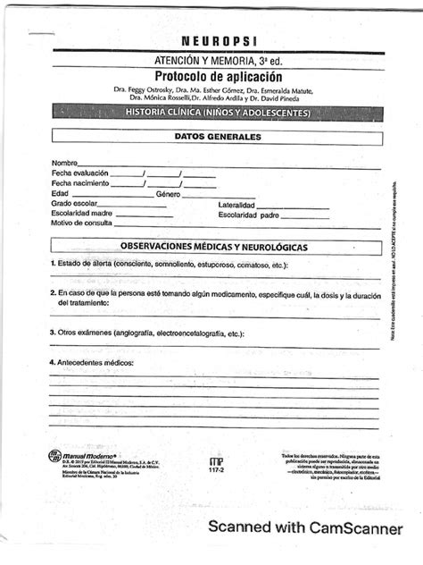 Protocolo de Aplicación - NEUROPSI | PDF