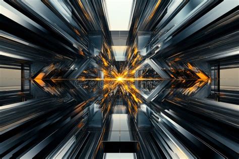 A Complex Geometric 3d Background Where Hexagonal Panels Interlock In A