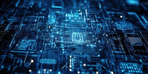 Abstract Digital Circuitry With Glowing Blue Lines And Nodes Stock Illustration Illustration