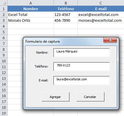 Formulario De Captura De Datos En Excel Excel Total