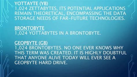 Unit Of Memory Measurement Bit Byte Kb Mb Gb Tb Pb Pptx Data Storage And Warehousing