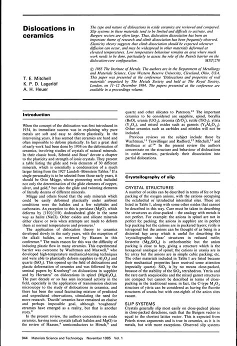 Pdf Dislocations In Ceramics