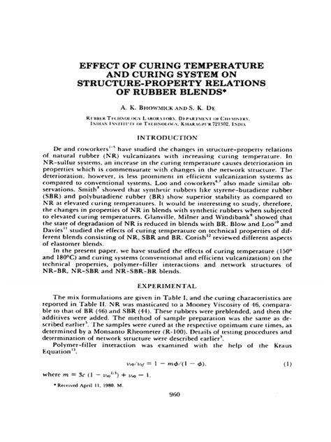 Effect Of Curing Temperature And Curing System On Structure Property Relations Of Rubber Blends