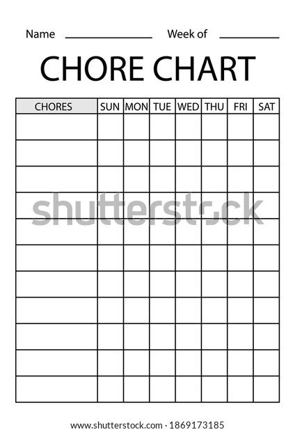 Chore Chart Template Clipart Image Stock Vector Royalty Free 1869173185 Shutterstock
