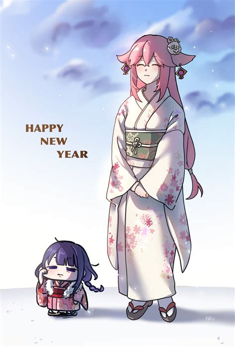 Raiden Shogun And Yae Miko Genshin Impact Drawn By Mayuma Mayuma