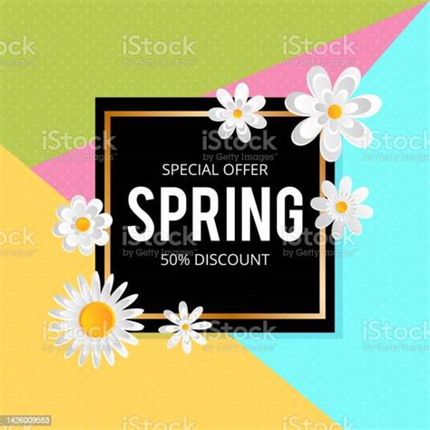 아름 다운 화려한 꽃과 봄 판매 배경입니다 벡터 일러스트 레이 션 Templatebannerswallpaperflyers 초대장