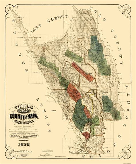 Historic County Map Napa County California Haas 1876 23 X 2775