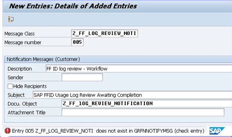 solved error entry does not exist in grfnnotifymsg chec sap