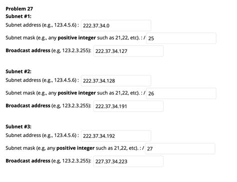 Solved Problem 27 Subnet 1 Subnet Address Eg