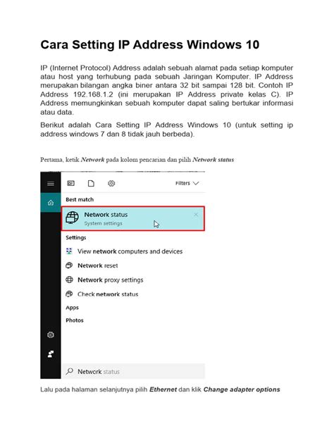 Cara Setting Ip Address Windows 10 Pdf