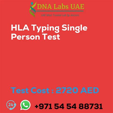 Hla Typing Single Person Test Price 1300 Aed In Dubai