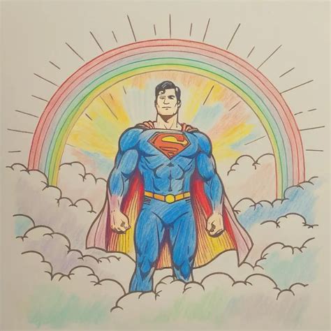 Superman With Rainbow Coloring Page Free Printables Tiny Sketcher