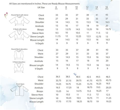 Blouse Size Chart Elegance In Every Thread Shilpas Boutique Your