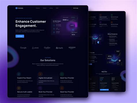 saas landing page dark mode behance