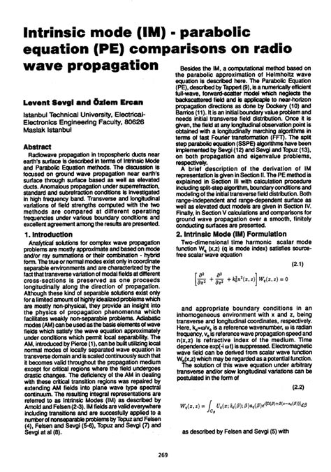 Pdf Intrinsic Mode Im Parabolic Equation Pe Comparisons On