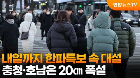 내일까지 한파특보 속 대설충청·호남은 20㎝ 폭설 연합뉴스tv Yonhapnewstv Youtube
