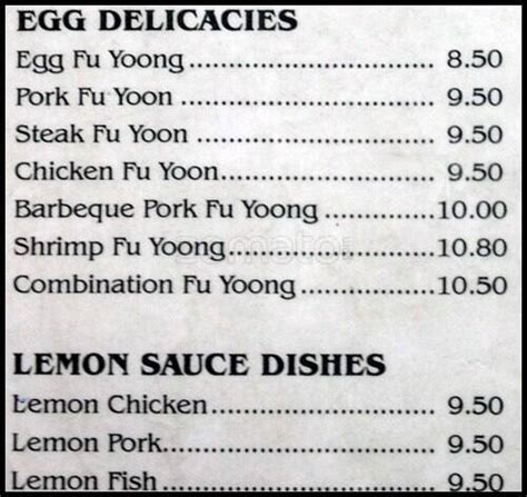 Menu At Wing Hing Fast Food Hamilton