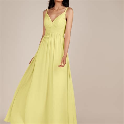 Ophelia Buttercup A Line Chiffon V Neck Long Bridesmaid Dress With