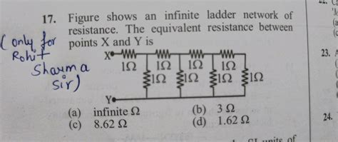 Figure Shows An Infinite Ladder Network Of Resistance The Equivalent Res