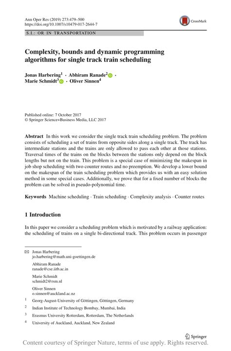 Complexity Bounds And Dynamic Programming Algorithms For Single Track Train Scheduling