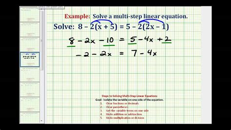 Multi Step Equations Variable On One Side